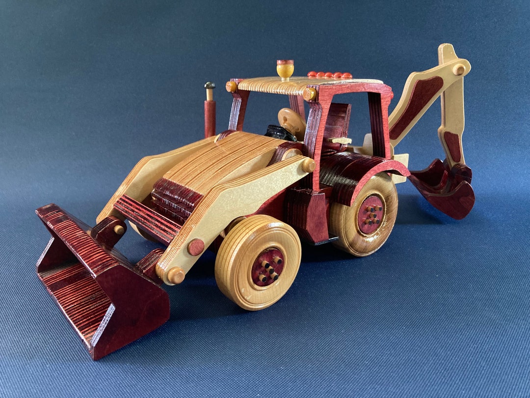 Wooden Toy Digger With Loader Lift Arms and Bucket Excavator, Model ...