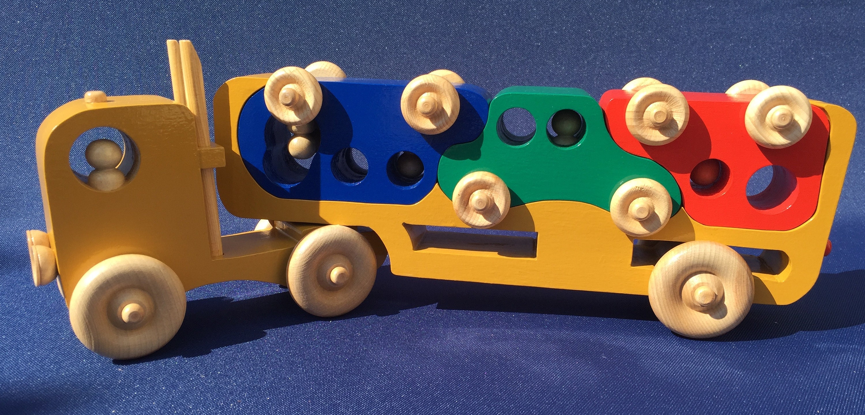 Toy Transporter Lorry With Three Interlocking Cars Handmade in - Etsy UK