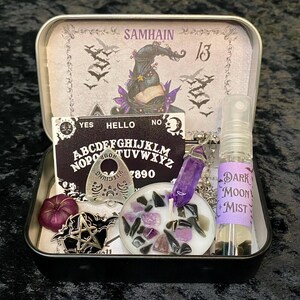 Halloween Samhain Witches Altar Tin, Pendulum Crystal Witchcraft Tin ...