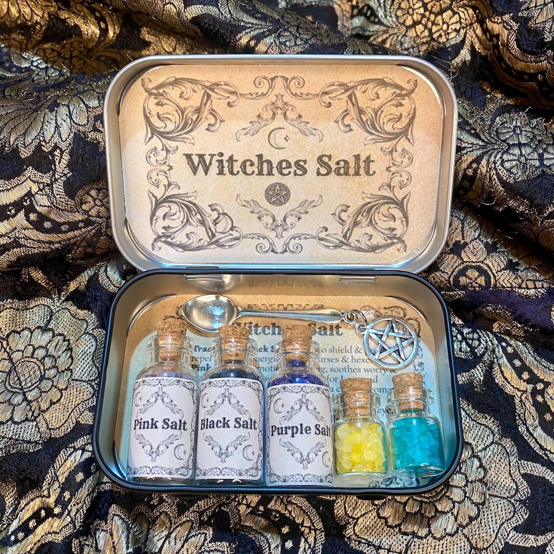 Witch Salt Altar Tin: Apothecary Spell Salts, Witches Black Salt, Self ...