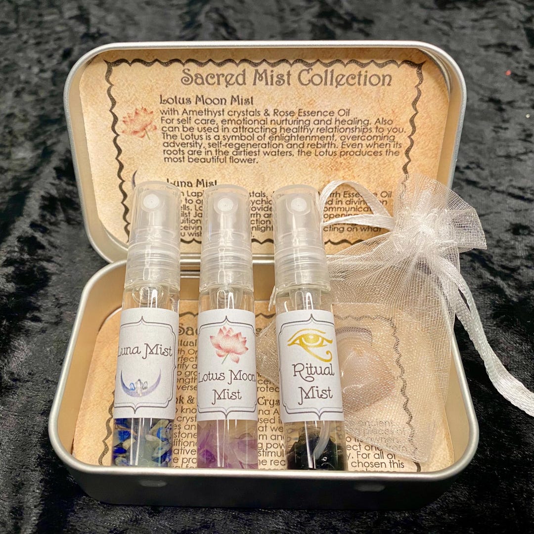 Smokeless Smudge Mist Spray Collection, Moon Water Sprays With Crystals ...