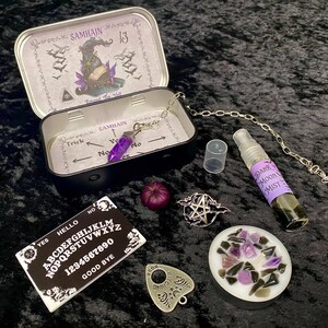 Halloween Samhain Witches Altar Tin, Pendulum Crystal Witchcraft Tin ...