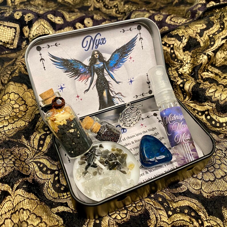 Goddess Nyx Altar Tin, Goddess of the Night Nox Shrine, Nyx Offering ...