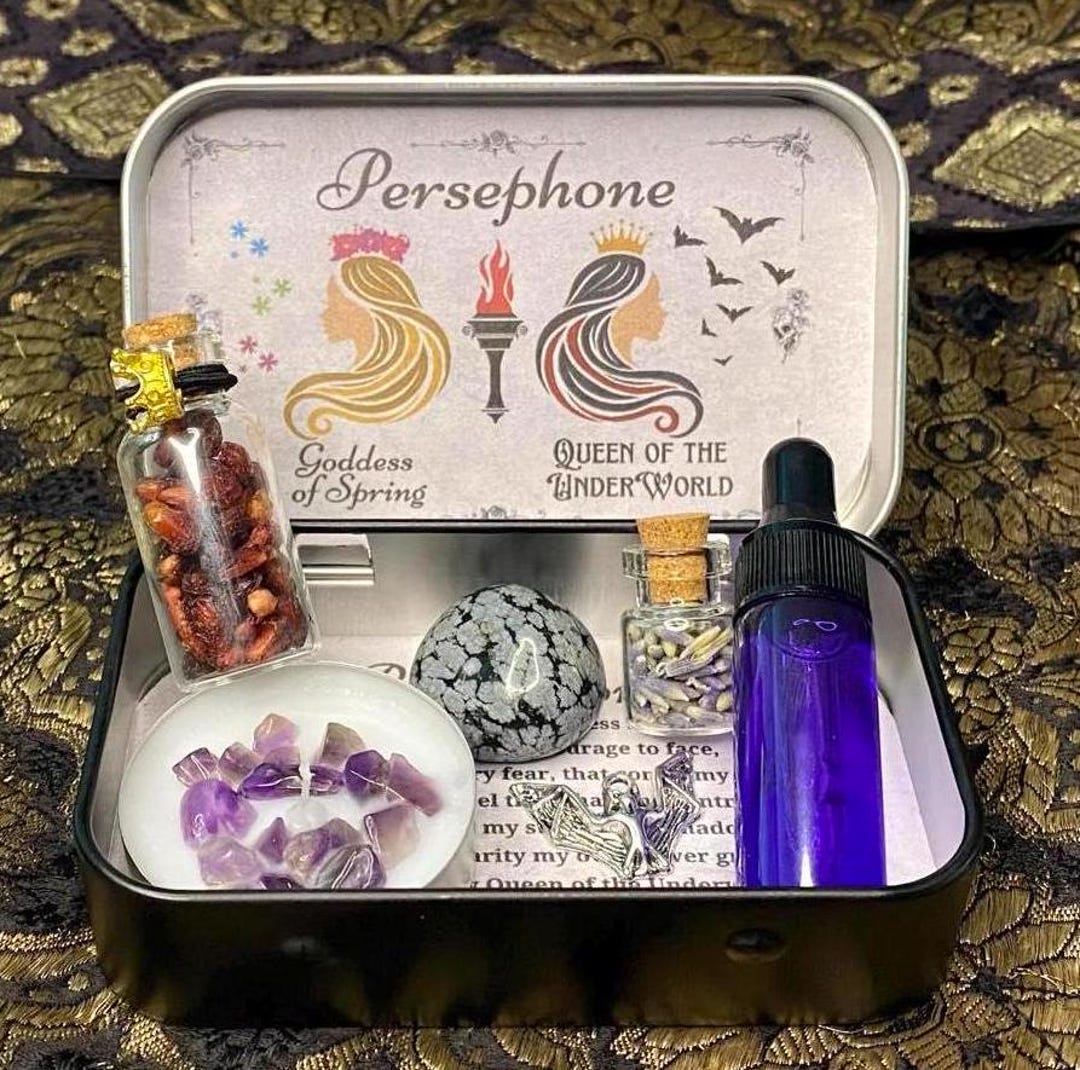 Goddess Persephone Altar Tin, Queen of the Underworld Shrine Kit ...