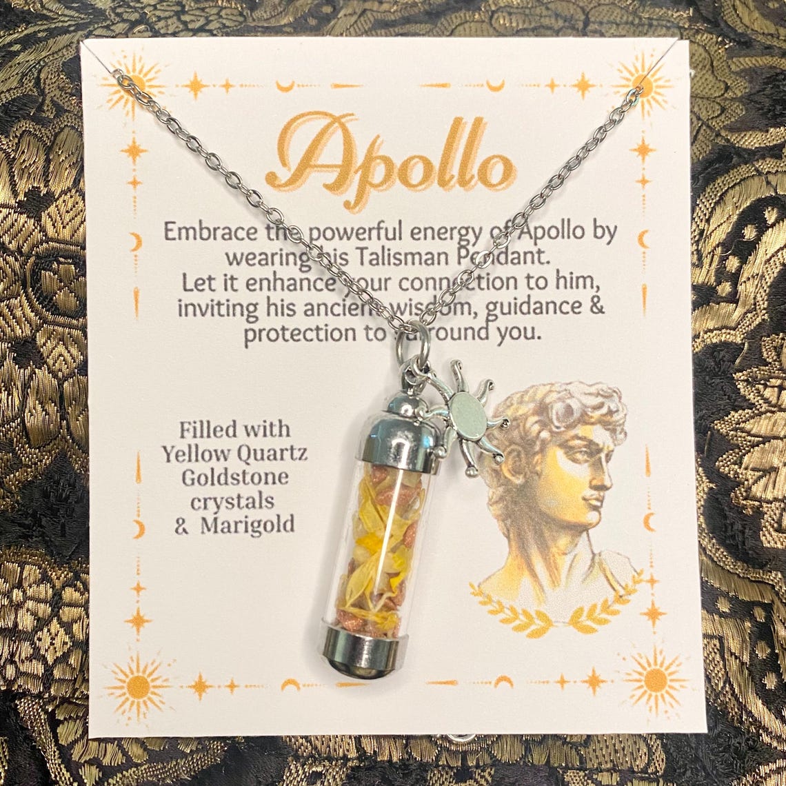 Apollo Talisman Necklace, Apollon Crystal Spell Jar Necklace ...