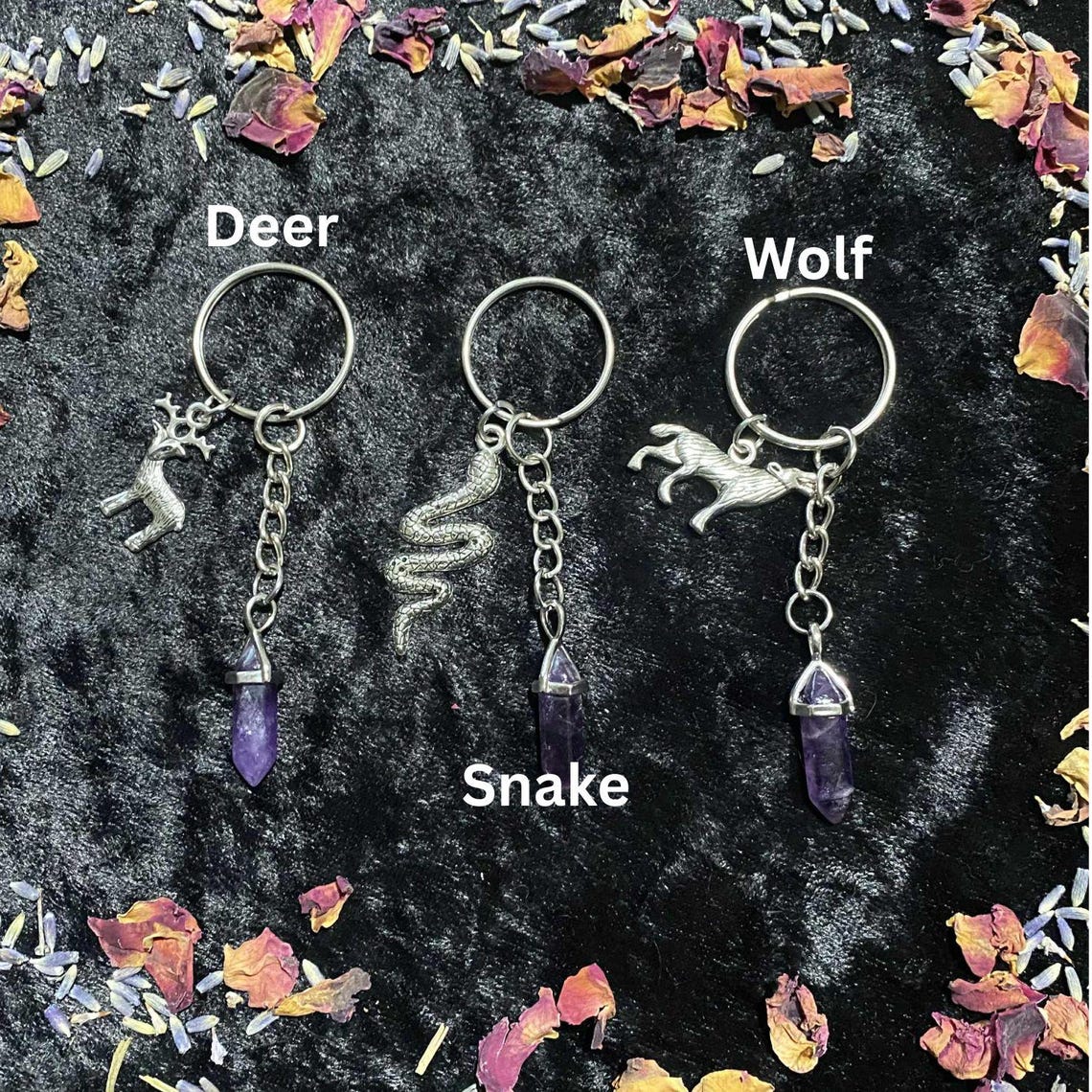 Amethyst Pendulum Crystal Keychain With Charm of Your Choice: Witches ...