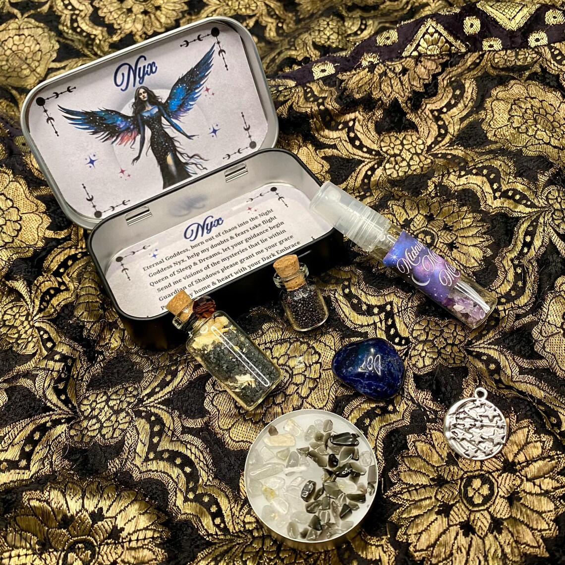Goddess Nyx Altar Tin, Goddess of the Night Nox Shrine, Nyx Offering ...