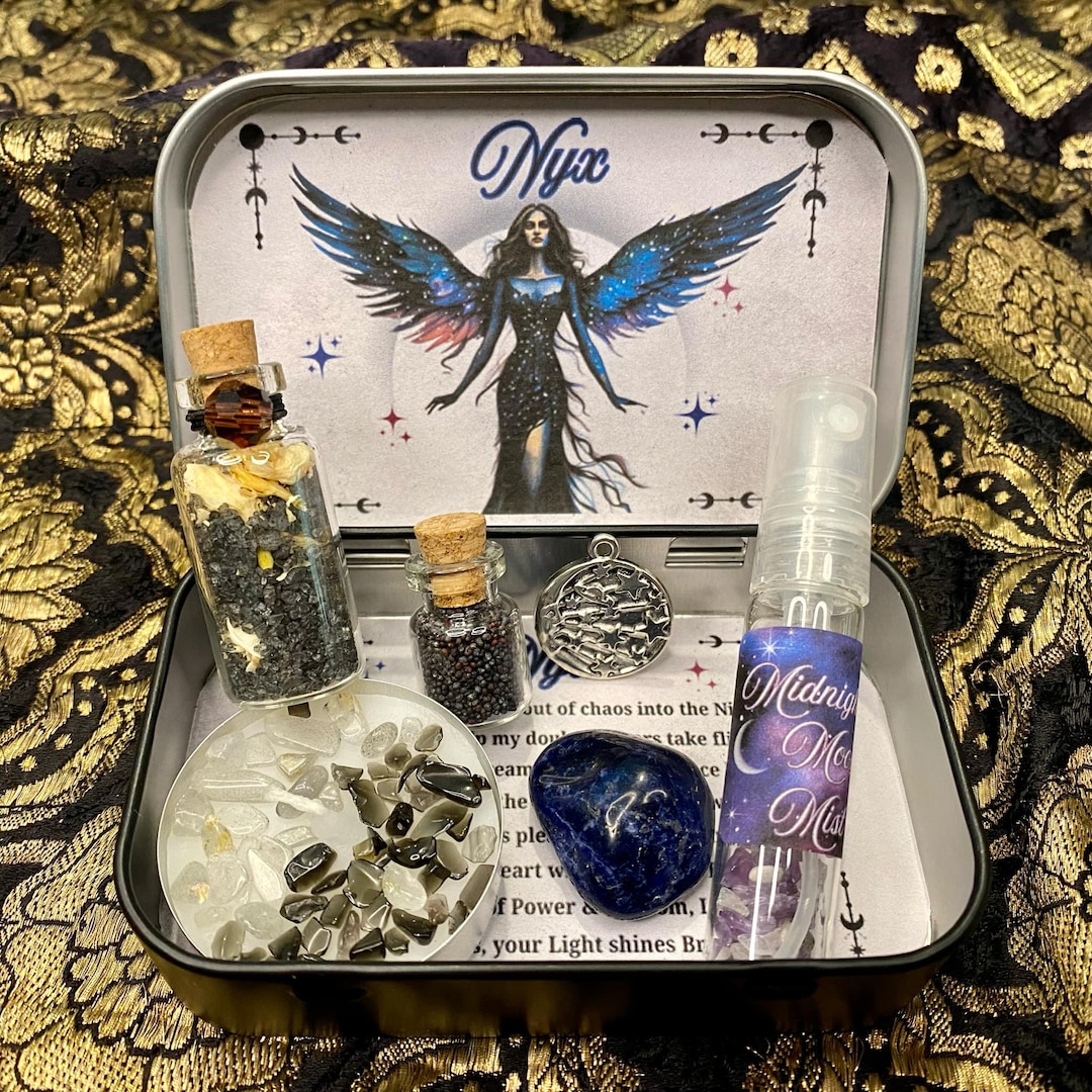 Goddess Nyx Altar Tin, Goddess of the Night Nox Shrine, Nyx Offering ...