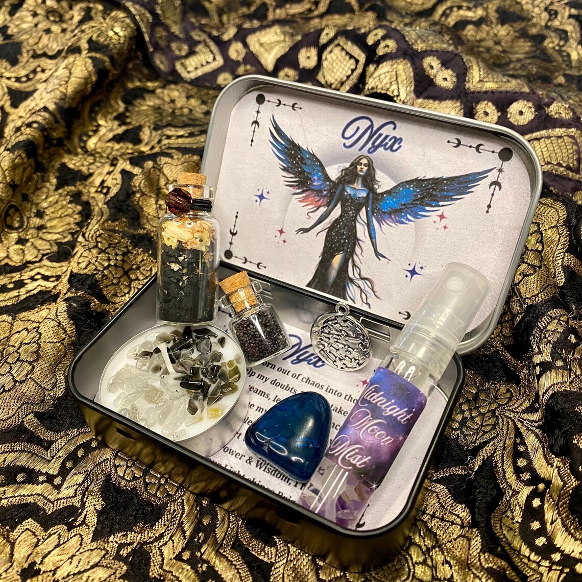 Goddess Nyx Altar Tin, Goddess of the Night Nox Shrine, Nyx Offering ...
