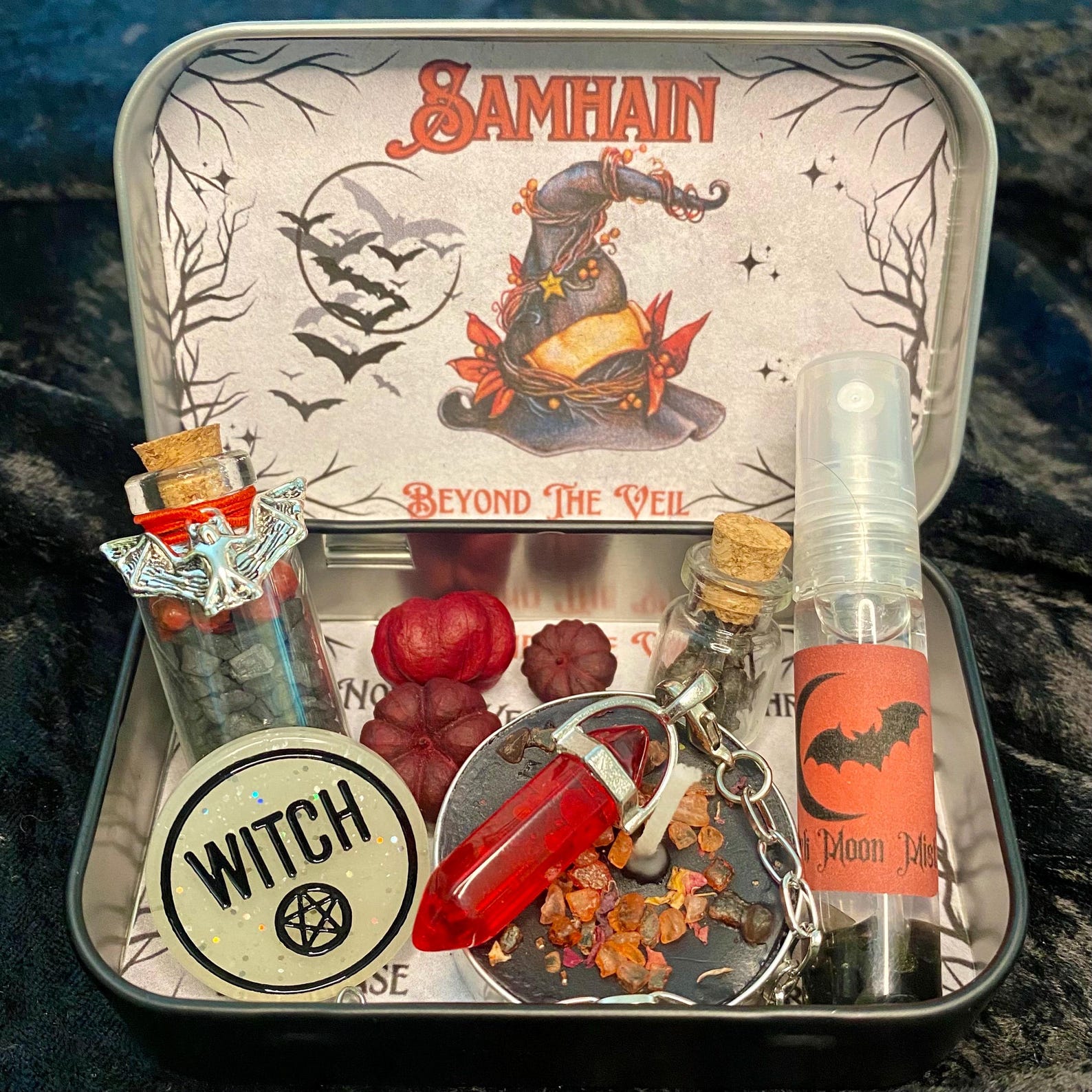 Halloween Samhain Witch Altar Tin: Portable Samhain Altar, Pendulum ...