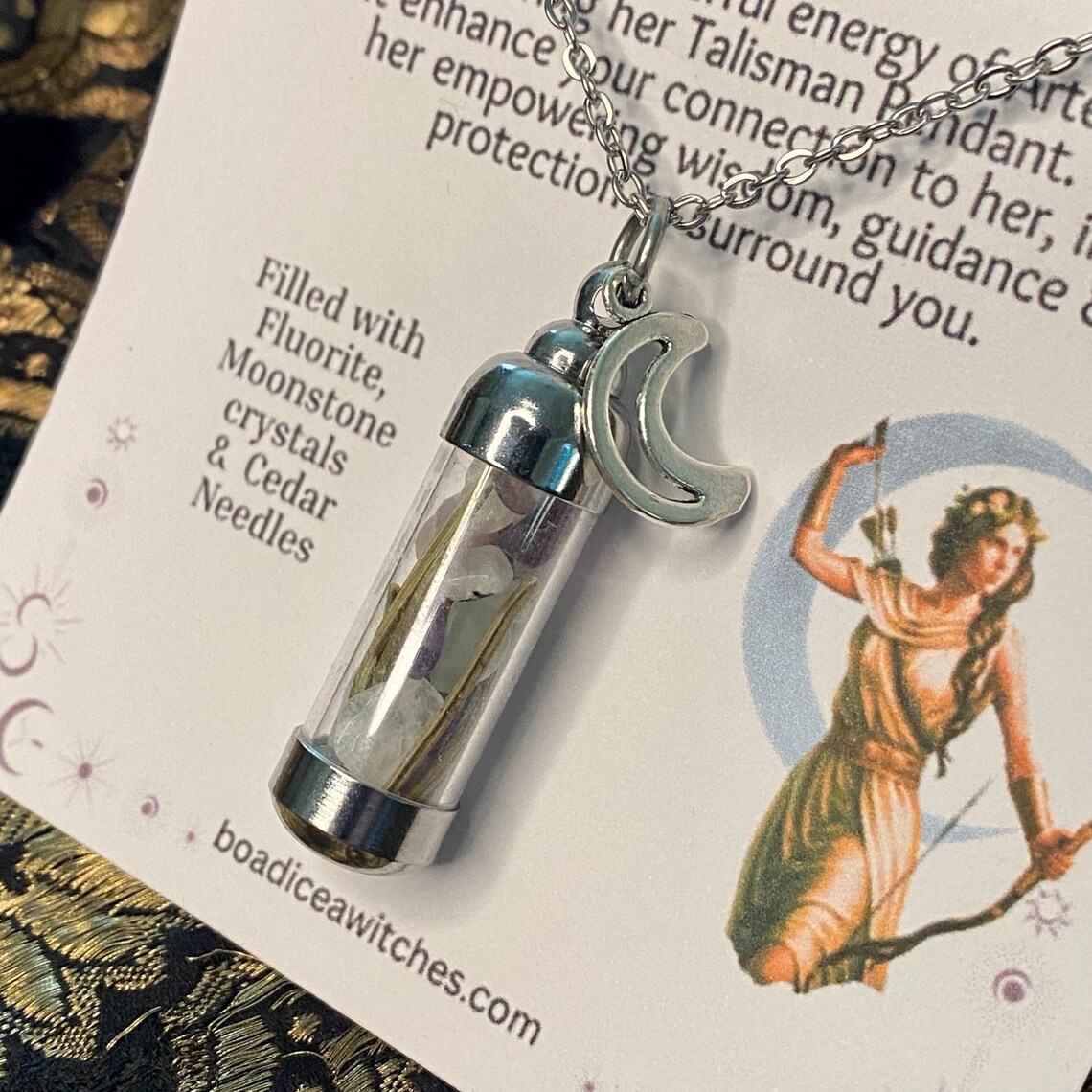 Artemis Talisman Necklace, Artemis Crystal Spell Jar Necklace ...