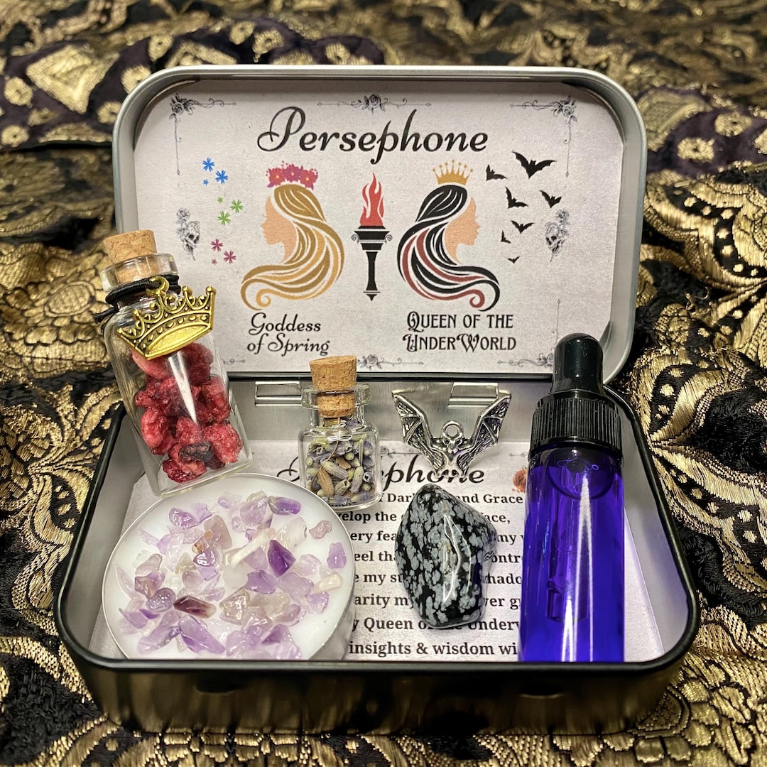Goddess Persephone Altar Tin, Queen of the Underworld Shrine Kit ...