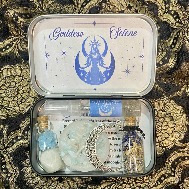 Selene Altar Tin, Goddess of the Moon Offering Shrine, Witchcraft Gift ...