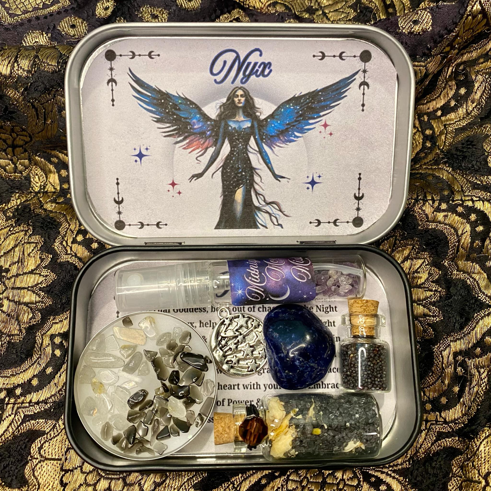 Goddess Nyx Altar Tin, Goddess of the Night Nox Shrine, Nyx Offering ...