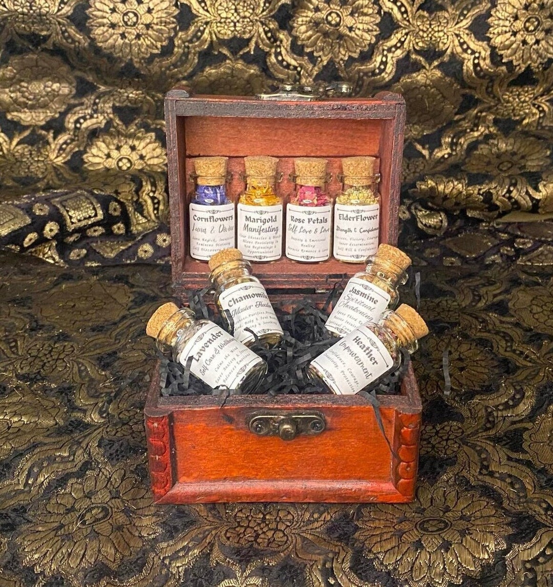 Flower Spell Bottle Set, Altar Chest, Witchcraft Starter Kit ...