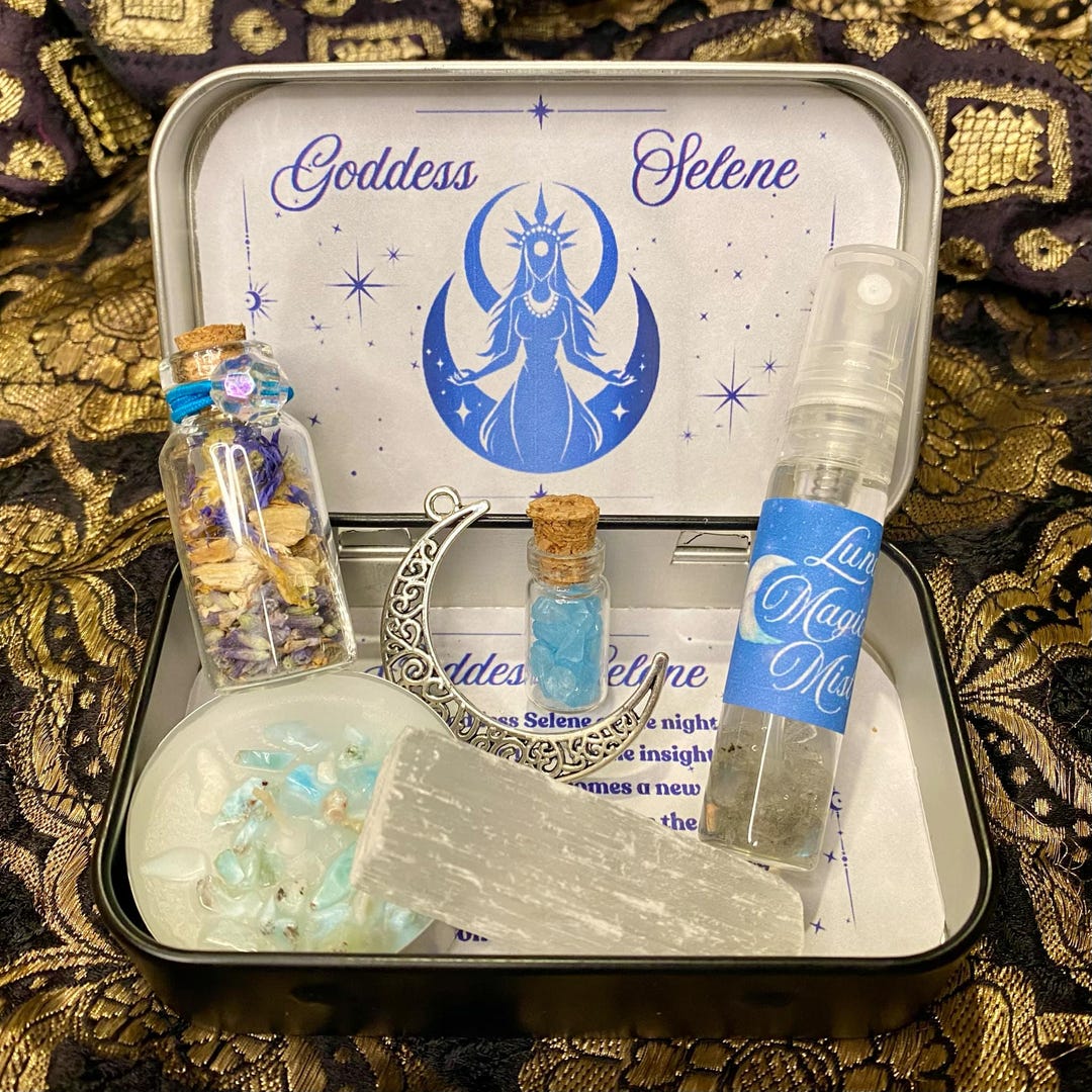 Selene Altar Tin, Goddess of the Moon Selene Offering Shrine Tin ...