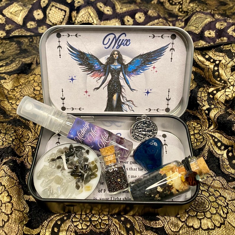 Goddess Nyx Altar Tin, Goddess of the Night Nox Shrine, Nyx Offering ...