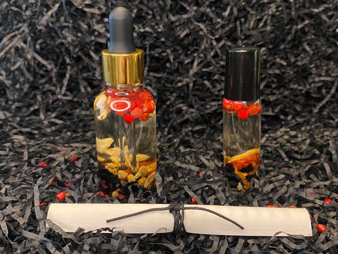 Potent Protection Oil, Essential Oils With Crystals, Dried Herbs ...