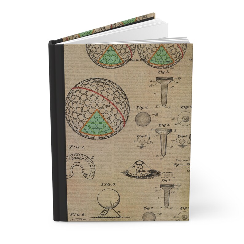 Golf Ball Patent Notebook. Golfer Themed Hardcover Journal. Unique Golf ...