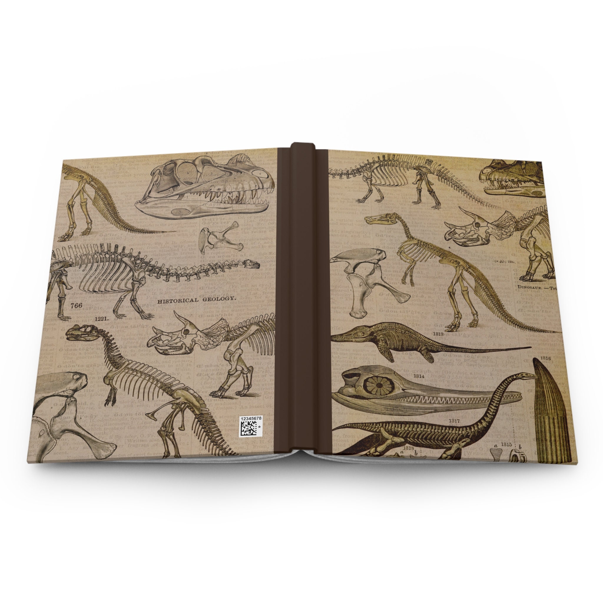 Dinosaur Hardcover Notebook Journal. Vintage Paleontology Dinosaur ...