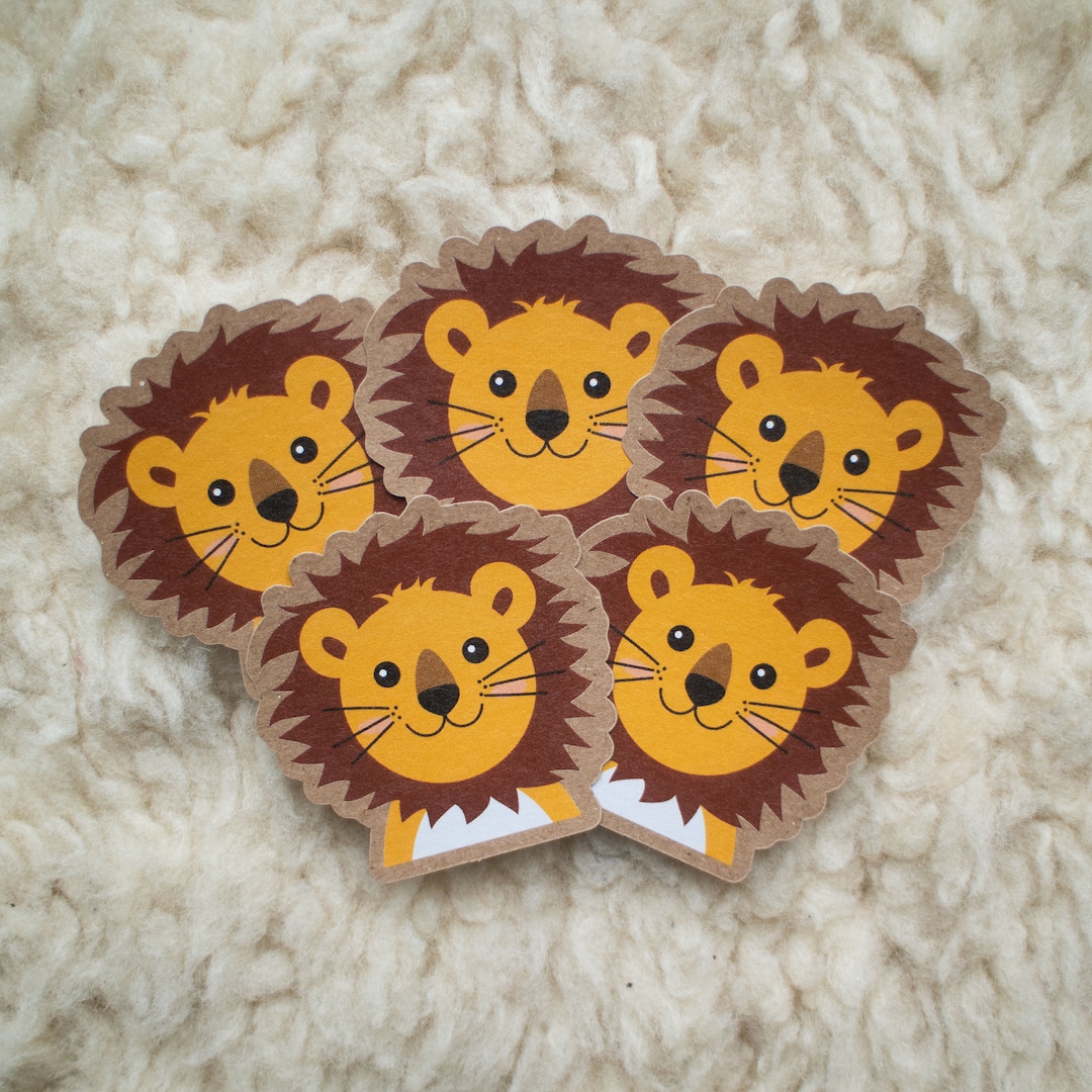 Löwe Sticker, 5 Stück, für Babybuch, Geschenk zur Geburt, Kraftpapier ...
