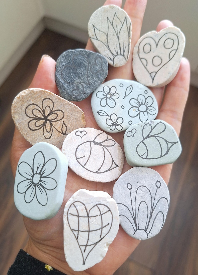 DIY Painted Rock Kit: Flowers, Hearts & Bees - Kids Craft Activity ...