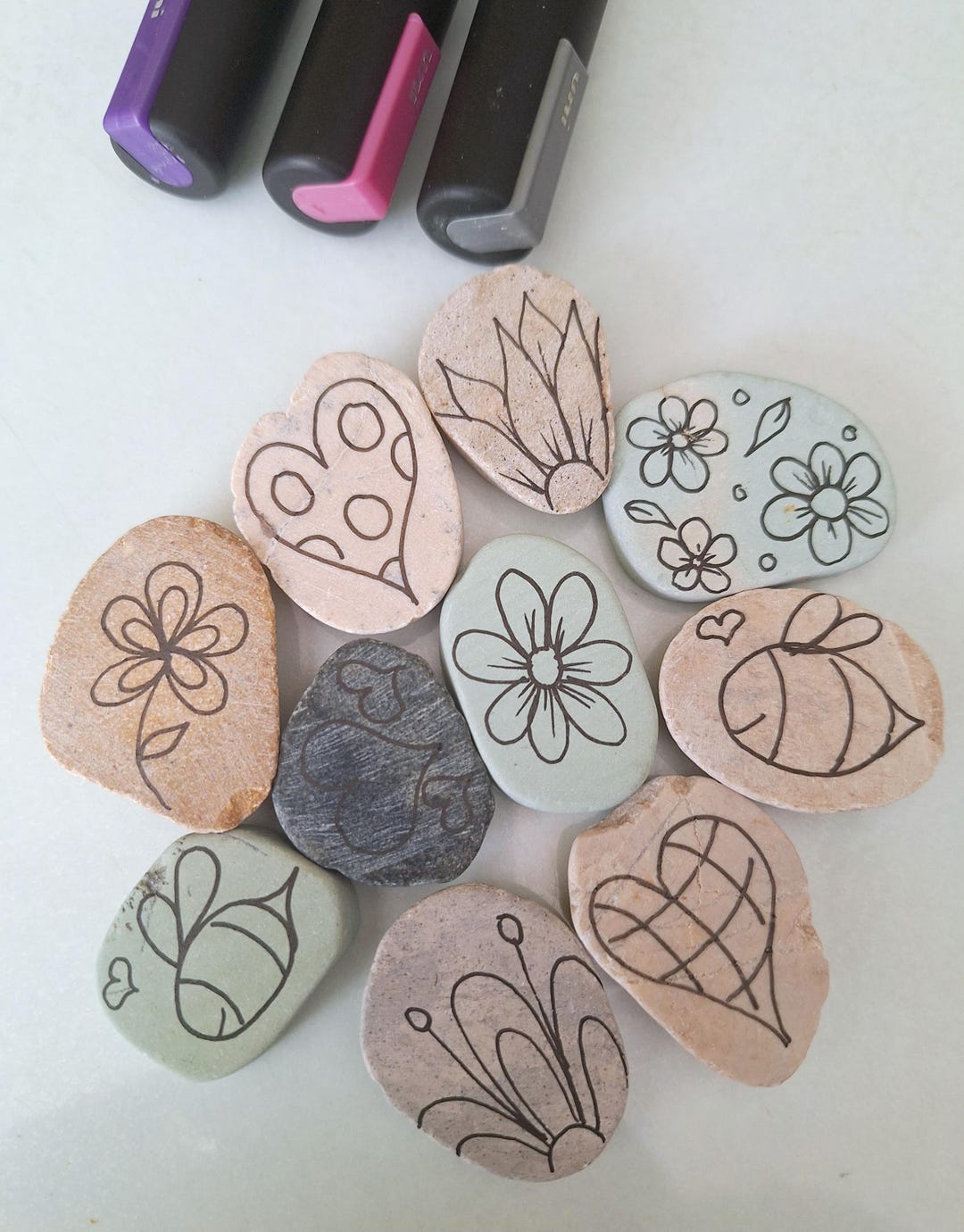 DIY Painted Rock Kit: Flowers, Hearts & Bees - Kids Craft Activity ...