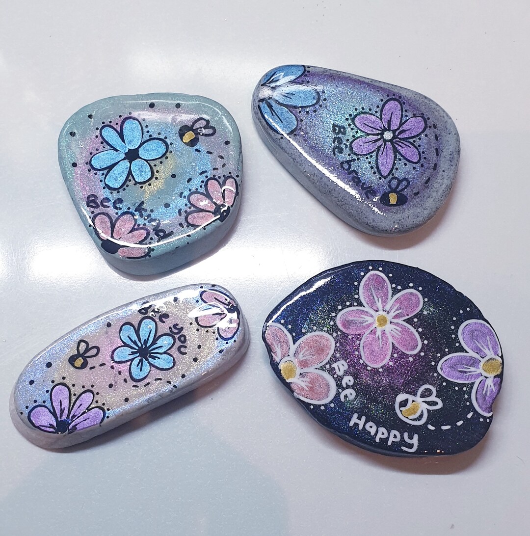 Spread Happiness With Bee-happy Pebbles Hand-painted Stones Set for ...