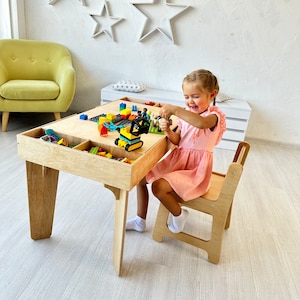 Building Blocks Table With Storage, Kids Activity Table, Building ...