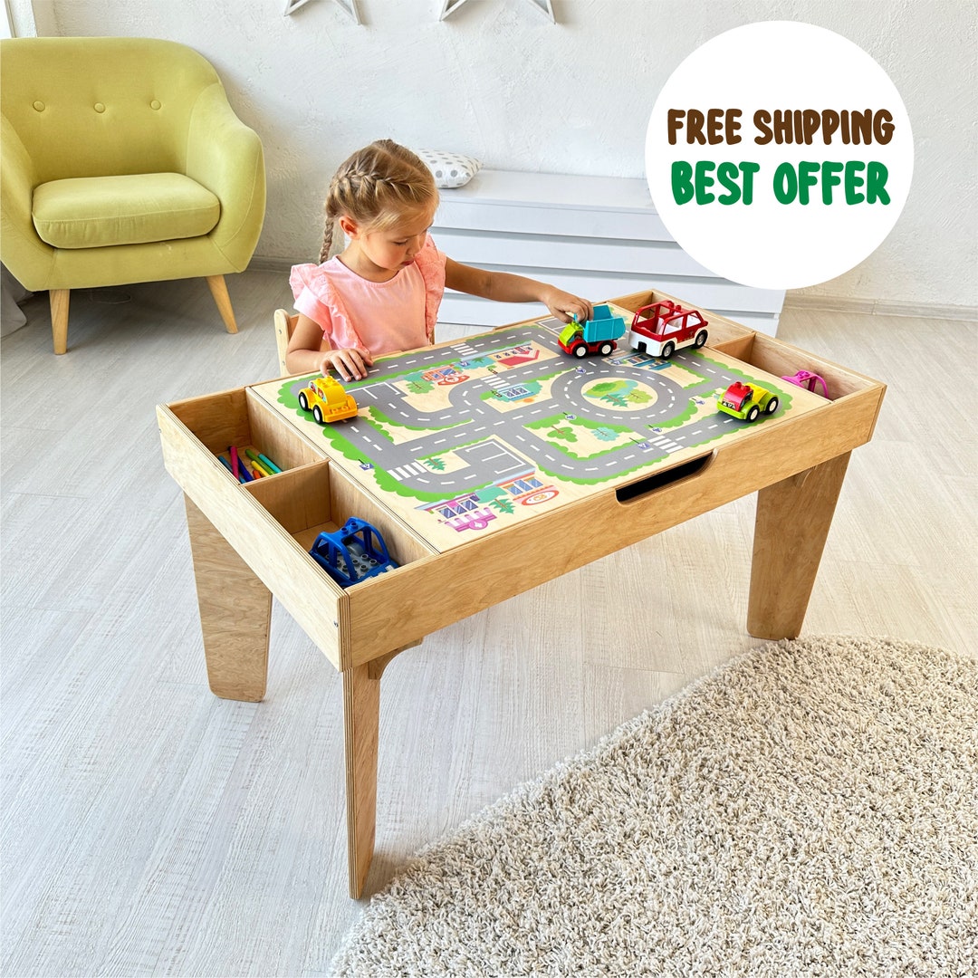 Building Blocks Table With Storage, Kids Activity Table, Building ...