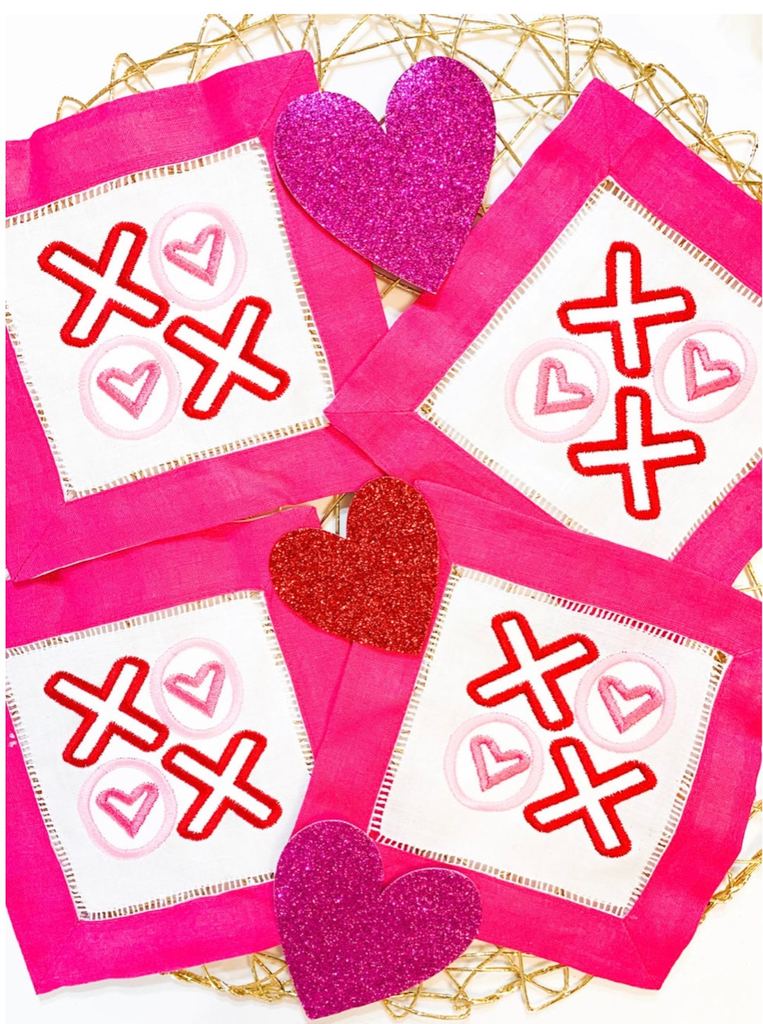 XOXO pink border cocktail napkins - Etsy Italia
