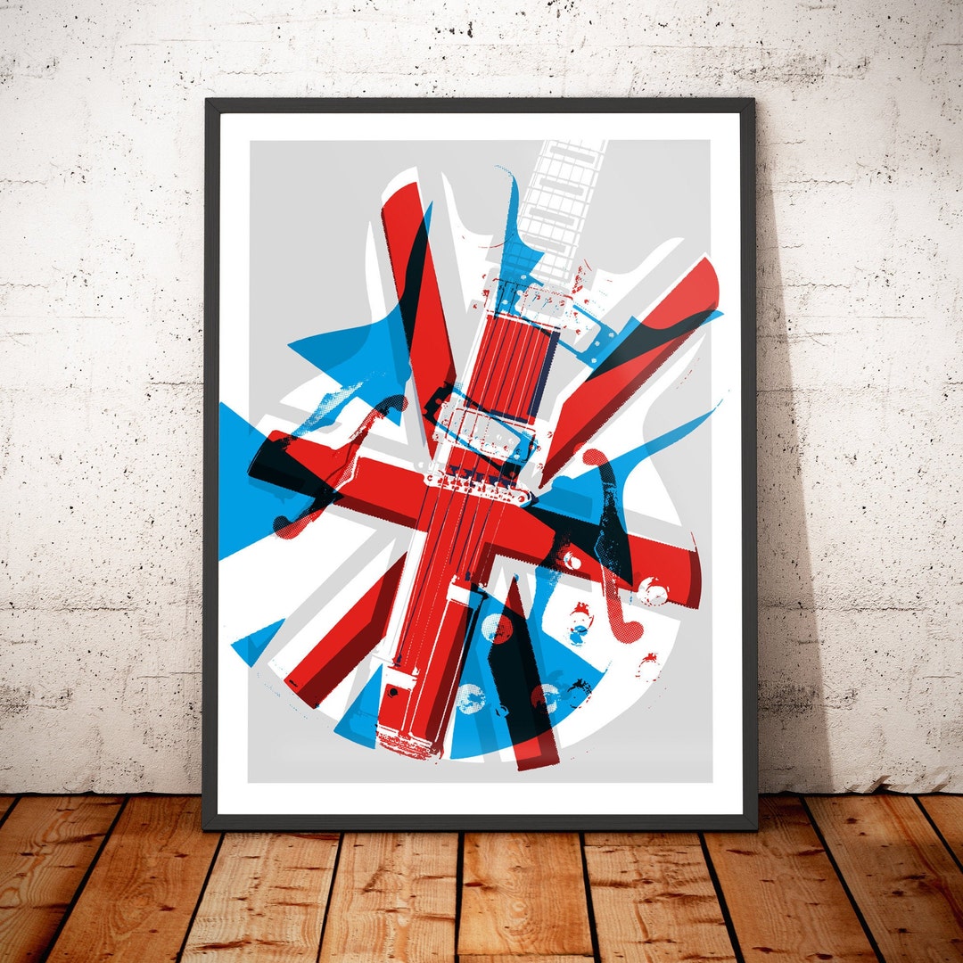 NG Union Jack Guitar | Illustrations | Print | A5 A4 A3 A2 A1 ...