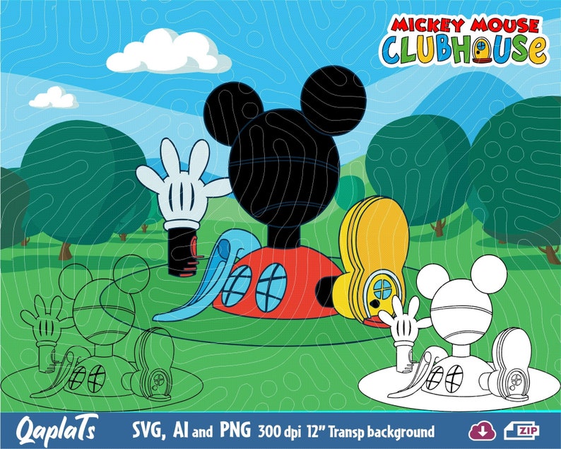 Mickey Mouse Clubhouse Svg Color Black White and Outlines. 5 - Etsy