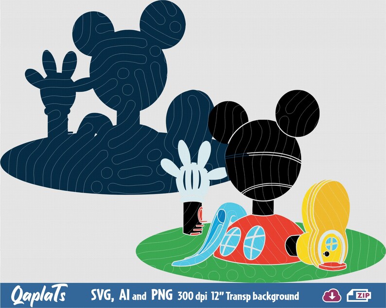 Mickey Mouse Clubhouse Svg Color Black White and Outlines. 5 - Etsy