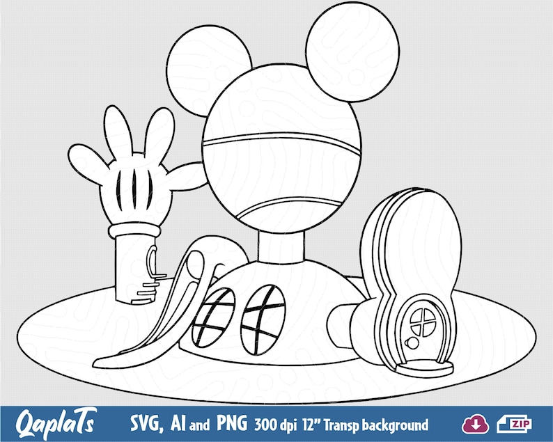 Mickey Mouse Clubhouse Svg Color Black White and Outlines. 5 - Etsy