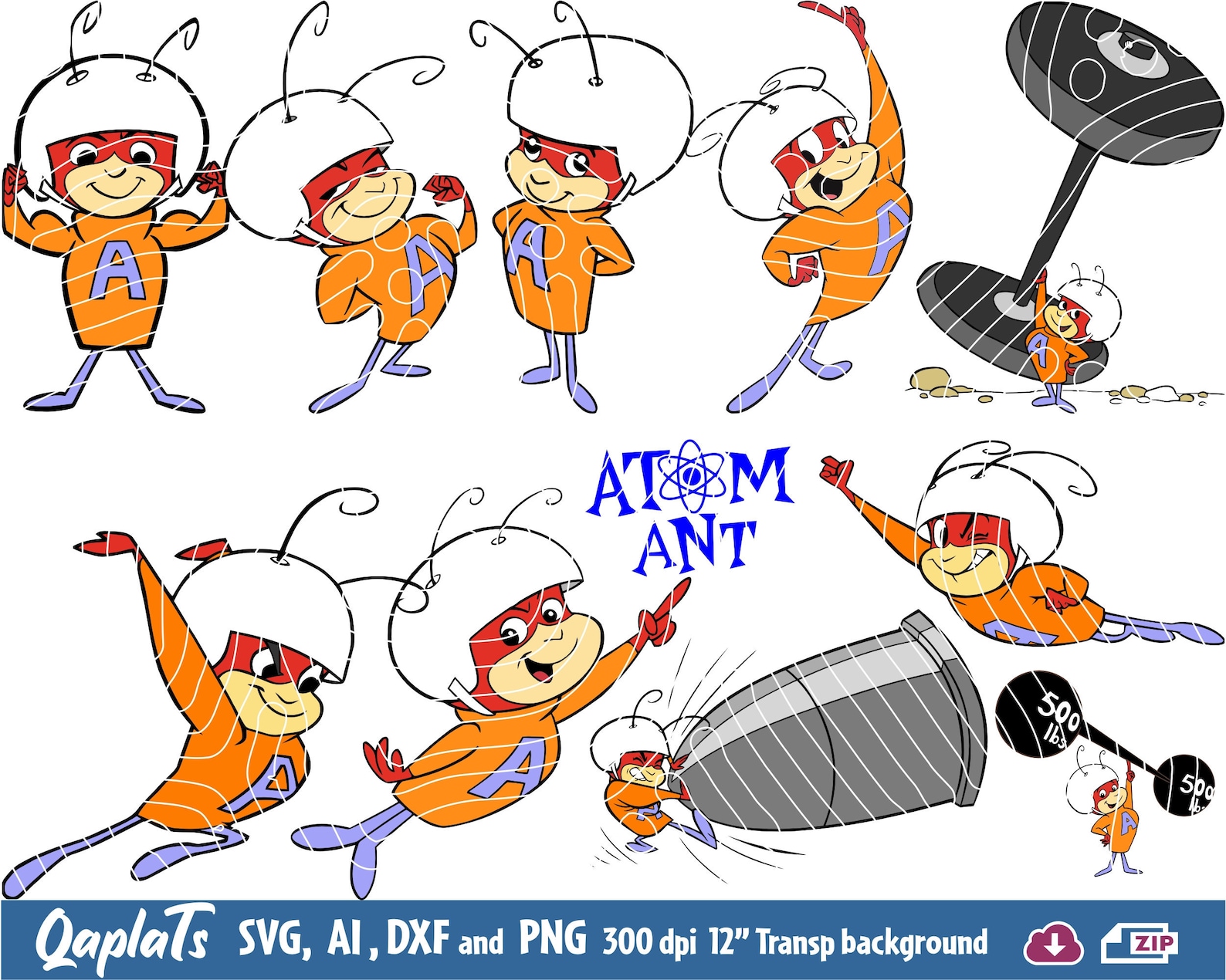 Atom Ant Color Svg Old Cartoon Clipart. 10 Svg Files for | Etsy