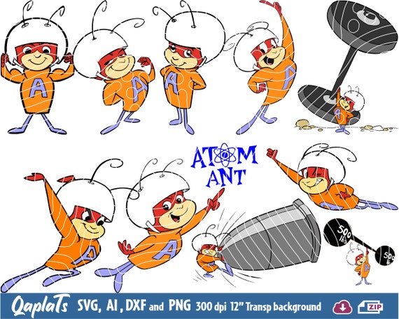 Atom Ant Color Svg Old Cartoon Clipart. 10 Svg Files for | Etsy