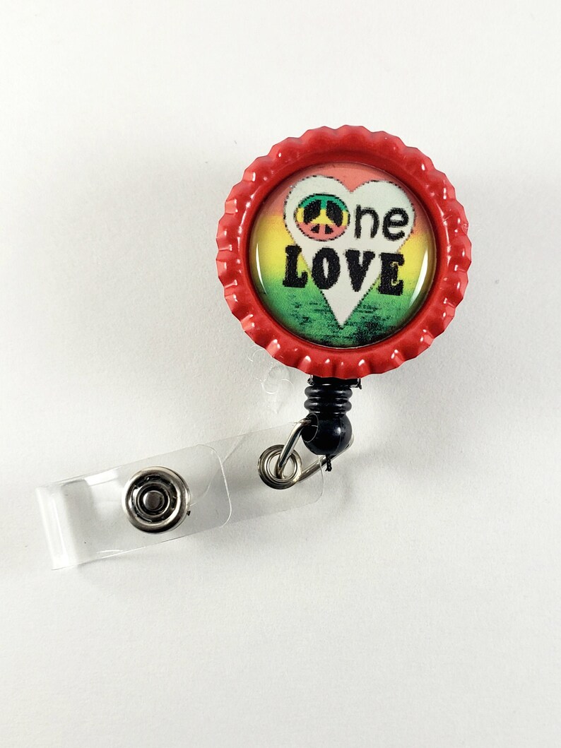 One Love Badge Reel, Inspired by Reggae Music, Nurse Display ID Holder ...