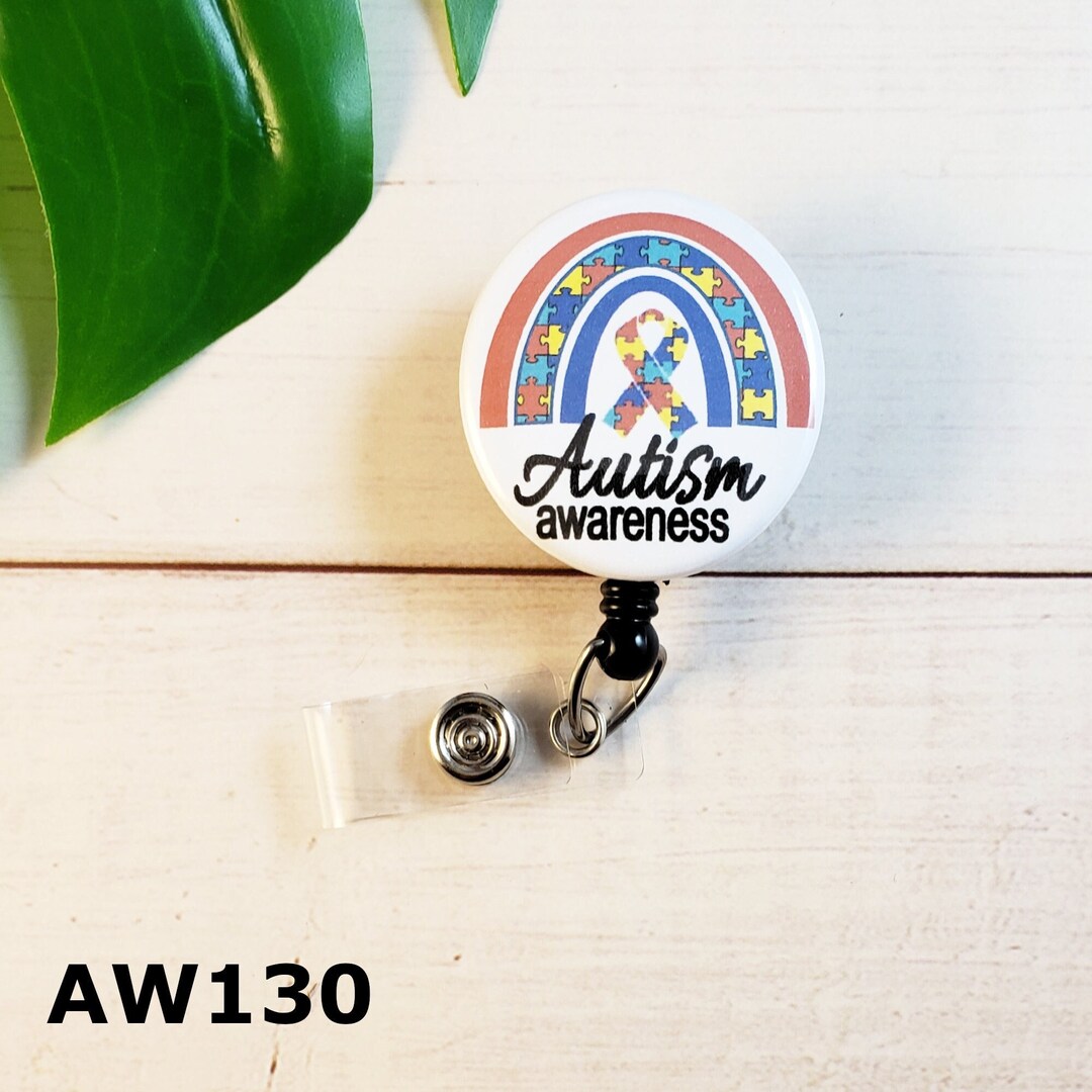 Autism Awareness Badge Reel Puzzle Pieces Swappable Topper - Etsy
