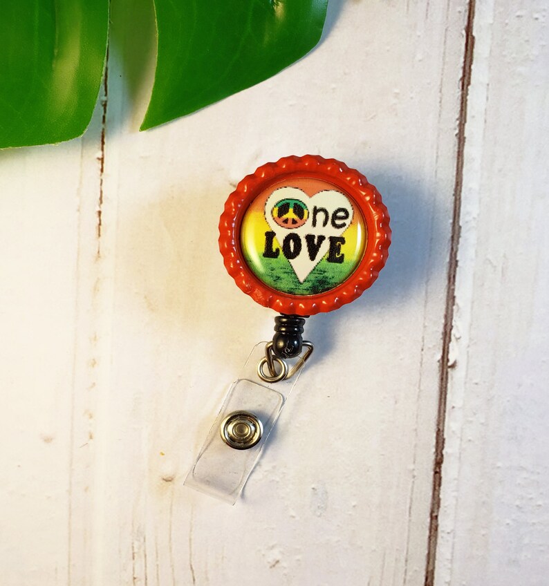 One Love Badge Reel, Inspired by Reggae Music, Nurse Display ID Holder ...
