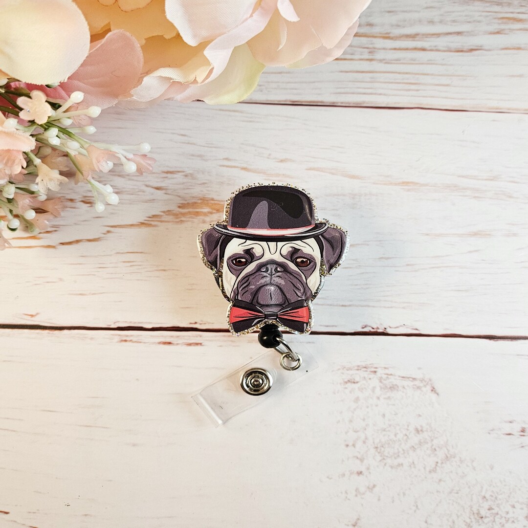 Dog Nurse Badge Reel, Medical ID Tag, Cute Retractable Name Holder ...