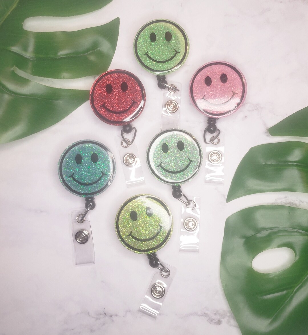 Smiley Face Badge Reel Happy Nurse Retractable ID Belt and - Etsy