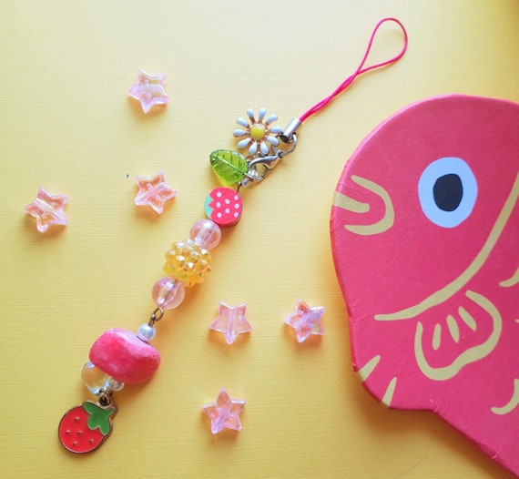 Kidcore Strawberry Pink Aesthetic Keychain | Etsy