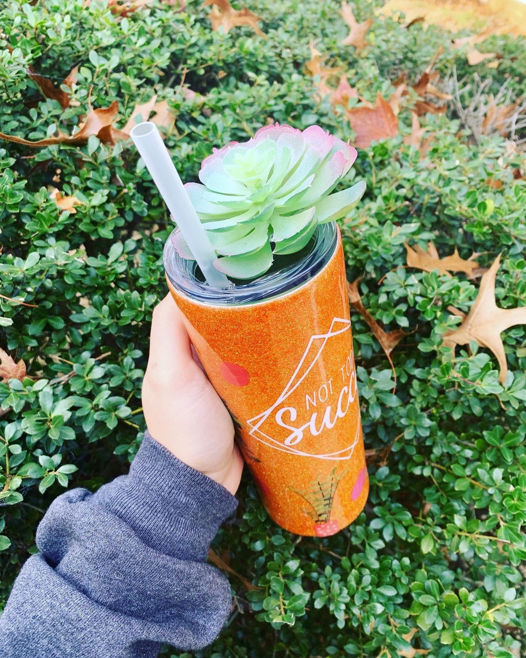 Succulent 20oz Skinny Tumbler With Succulent Topper - Etsy