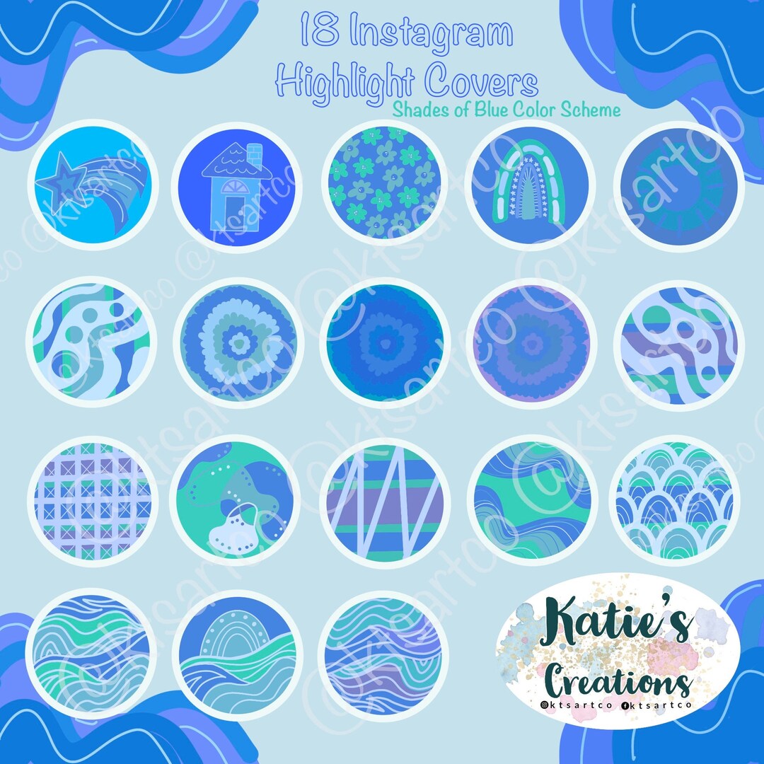 Shades of Blue Instagram Highlight Covers - Etsy