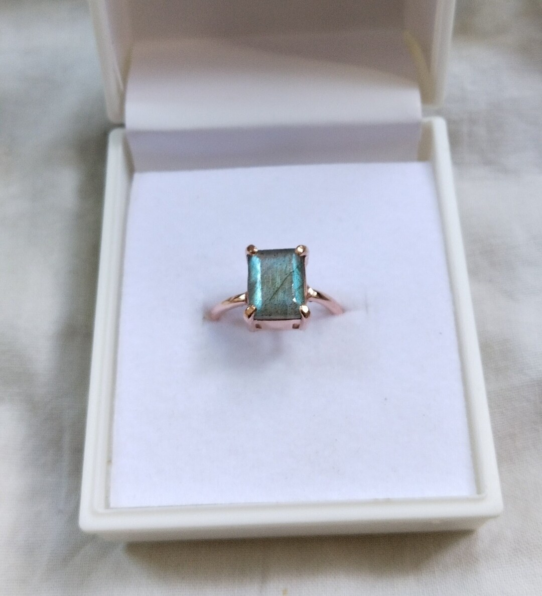 9x7 Emerald Cut Labradorite Ring Labradorite Jewelry Faceted - Etsy