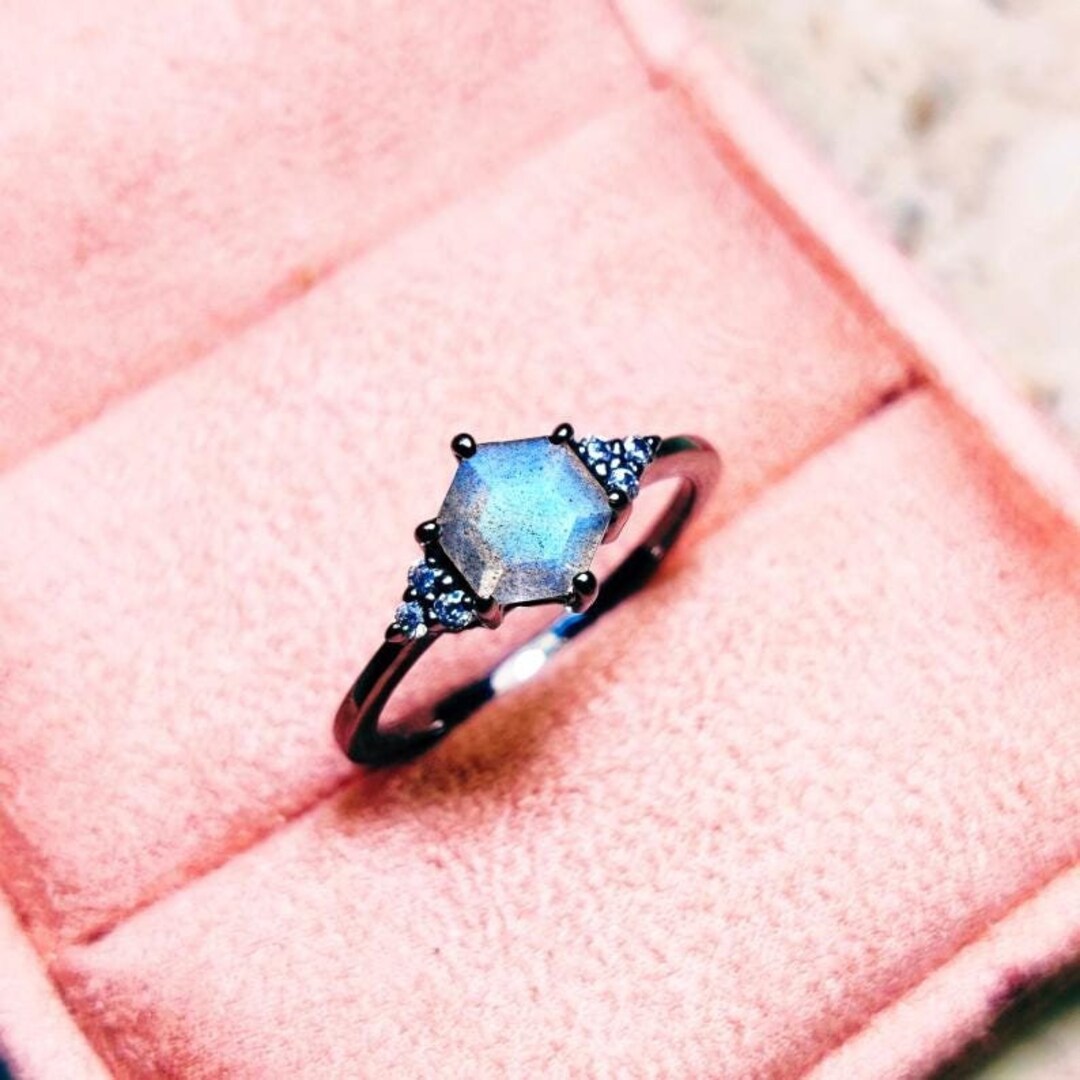Natural Blue Labradorite Engagement Ring, Labradorite Ring for Bridal ...