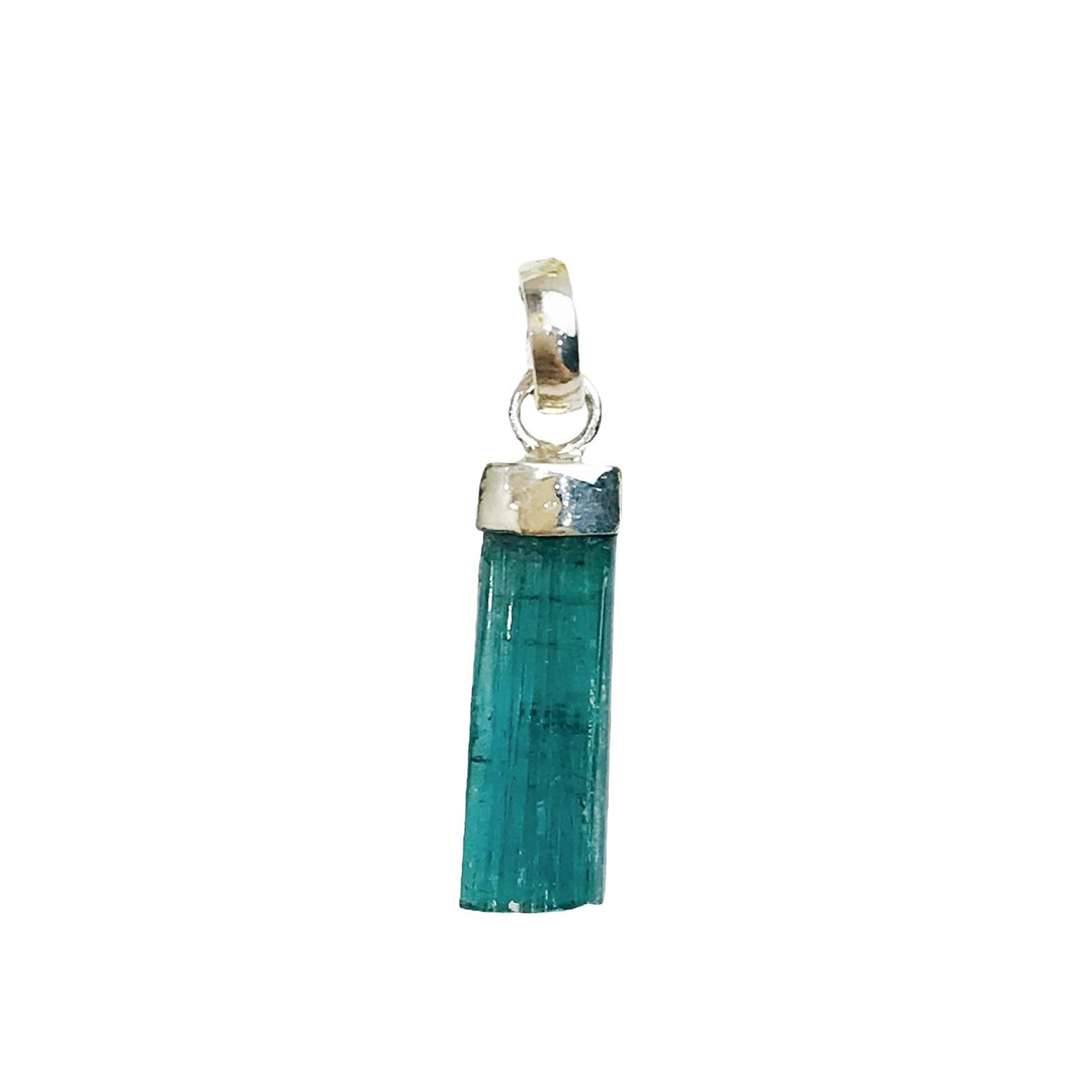 Raw Indicolite Tourmaline Crystal Pendant: Sterling Silver August ...