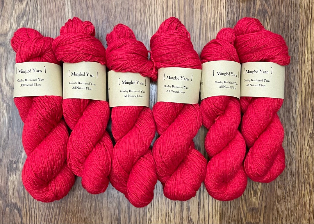 Red Cotton/wool Blend Reclaimed Recycled Yarn Sport Weight - Etsy