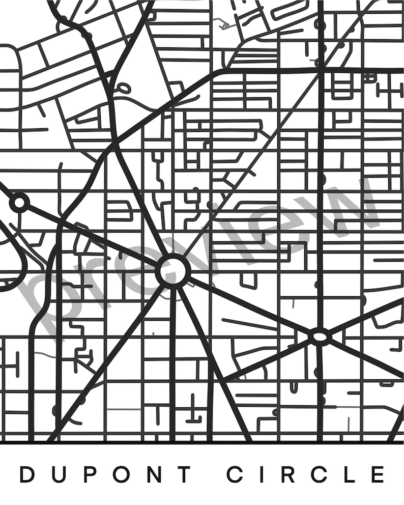Dupont Circle Washington, Dc Road Map Digital Print - Etsy
